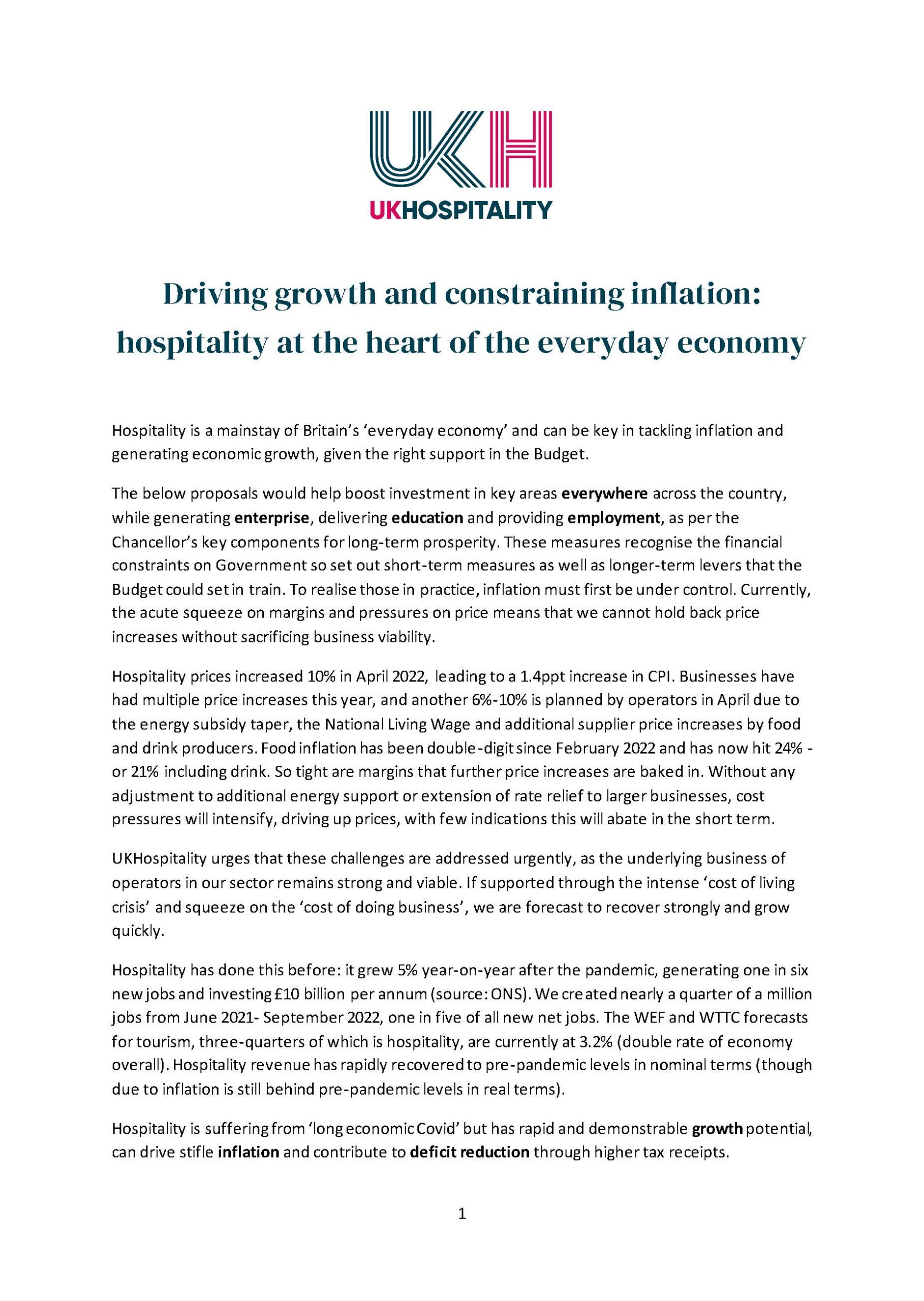How hospitality can help the Chancellor reduce inflation - UKHospitality