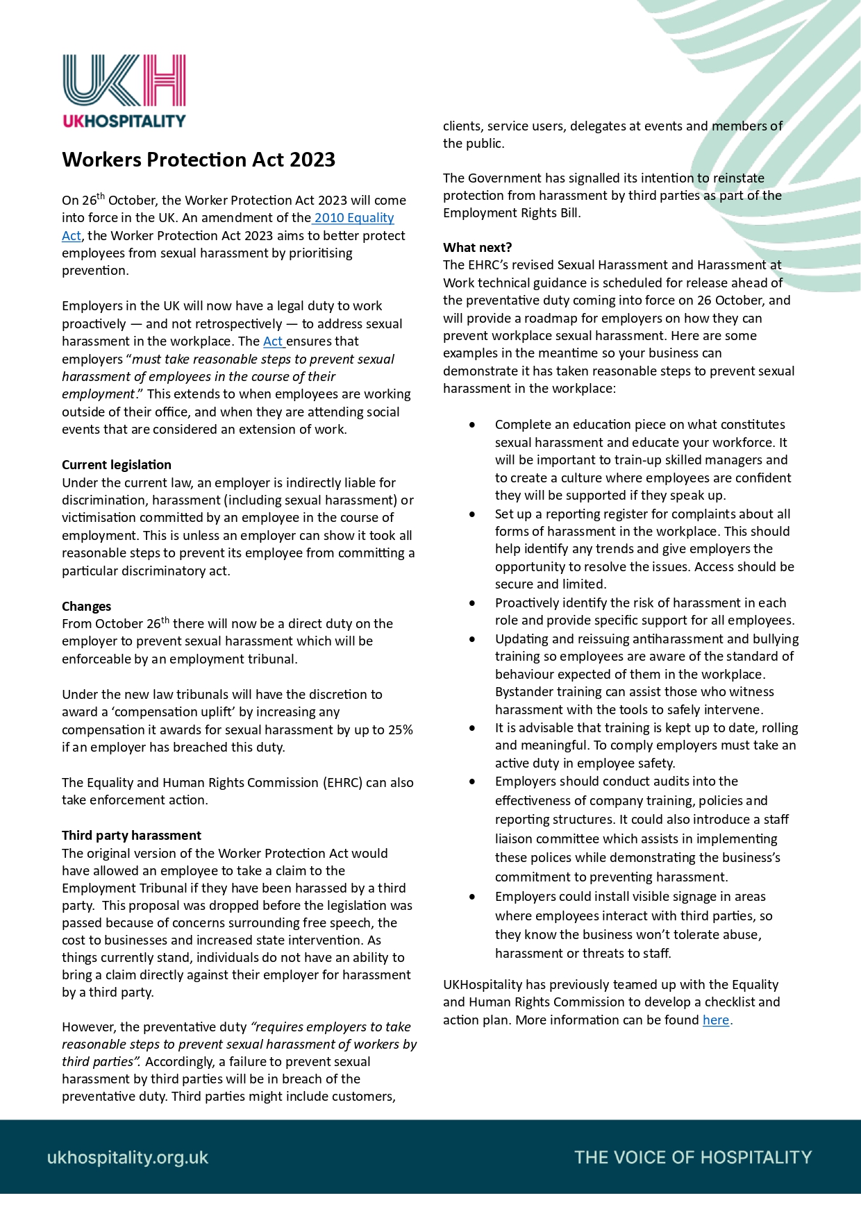 Preventing sexual harassment - UKHospitality